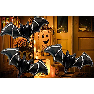 6Pcs Halloween Black Bat Balloons - 48” Giant Bat Halloween Foil Balloon for Black Halloween Day of Death Spooky Birthday Baby Shower Party Decoration Supplier