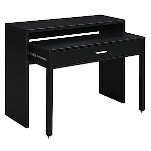 Convenience Concepts Newport JB Console/Sliding Desk with Drawer and Riser, Black