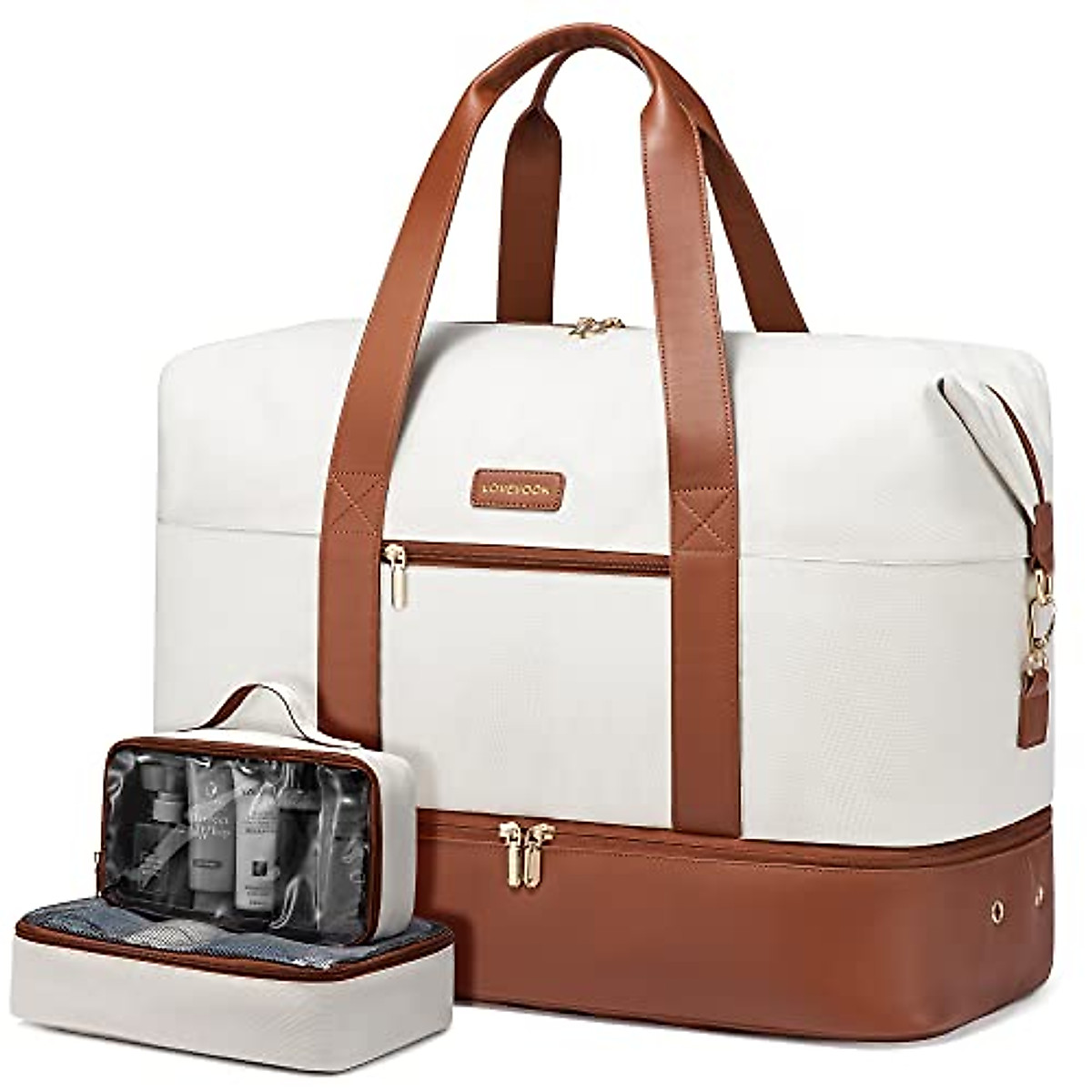 LOVEVOOK Weekender Bag, Large Travel Duffel Bag for Women with 2 Packing Cubes, Carry on Overnight Bag with Shoe Compartment, Mom Hospital Bags for Labor and Delivery