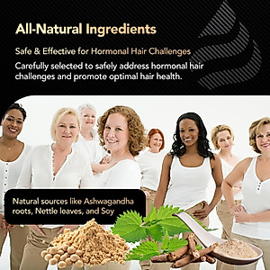Hair Growth Vitamins for Women, 90 Hair Capsules with Collagen Peptides, Biotin, and Vitamin C. Hair Vitamins for Menopause & Postpartum Recovery