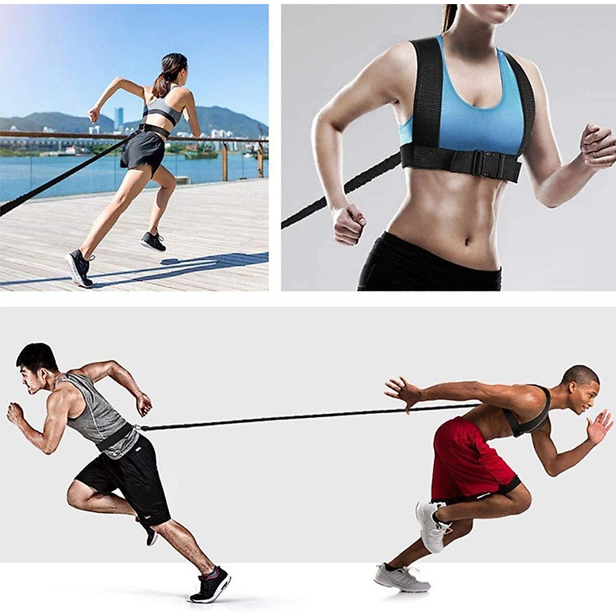 YNXing Dynamic Resistance Trainer Acceleration Speed Cord for Resistance Training to Improve Strength, Power, and Agility 5m/2m Elastic Cord Set (6.6FT Set)