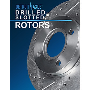Detroit Axle - Front Brake Kit for 08-11 Ford Focus Drilled & Slotted Disc Brake Rotors 2008 2009 2010 2011 Replacement Ceramic Brakes Pads : 10.83" inch Rotor