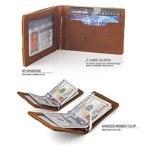 Blacaro - Fotenza Classic Leather Bifold Wallet for Men With ID Window - RFID Blocking - Keychain - Smart Design - Gift Box Wallet (Saddle)