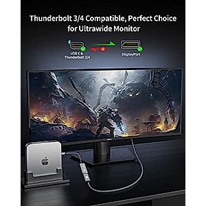 Silkland USB C to DisplayPort 1.4 Adapter 0.66FT [8K@60Hz, 4K@144Hz 120Hz, 2K@240Hz], 5K Type C to DP 1.4 HDR, Thunderbolt 4/3 to Display Port Adapter Compatible with MacBook Pro, Reverb G2, Dell XPS