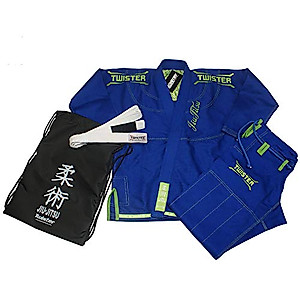 Twister Women Brazilian Jiu Jitsu Gi Preshrunk Premium Quality Fabric Comes with White Belts & Gi Bag… (W1, Blue)