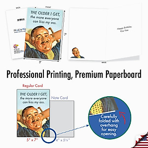 NobleWorks - Funny Birthday Greeting Card with 5 x 7 Inch Envelope (1 Card) Bday Man Everyone Kiss My Ass C7871BDG