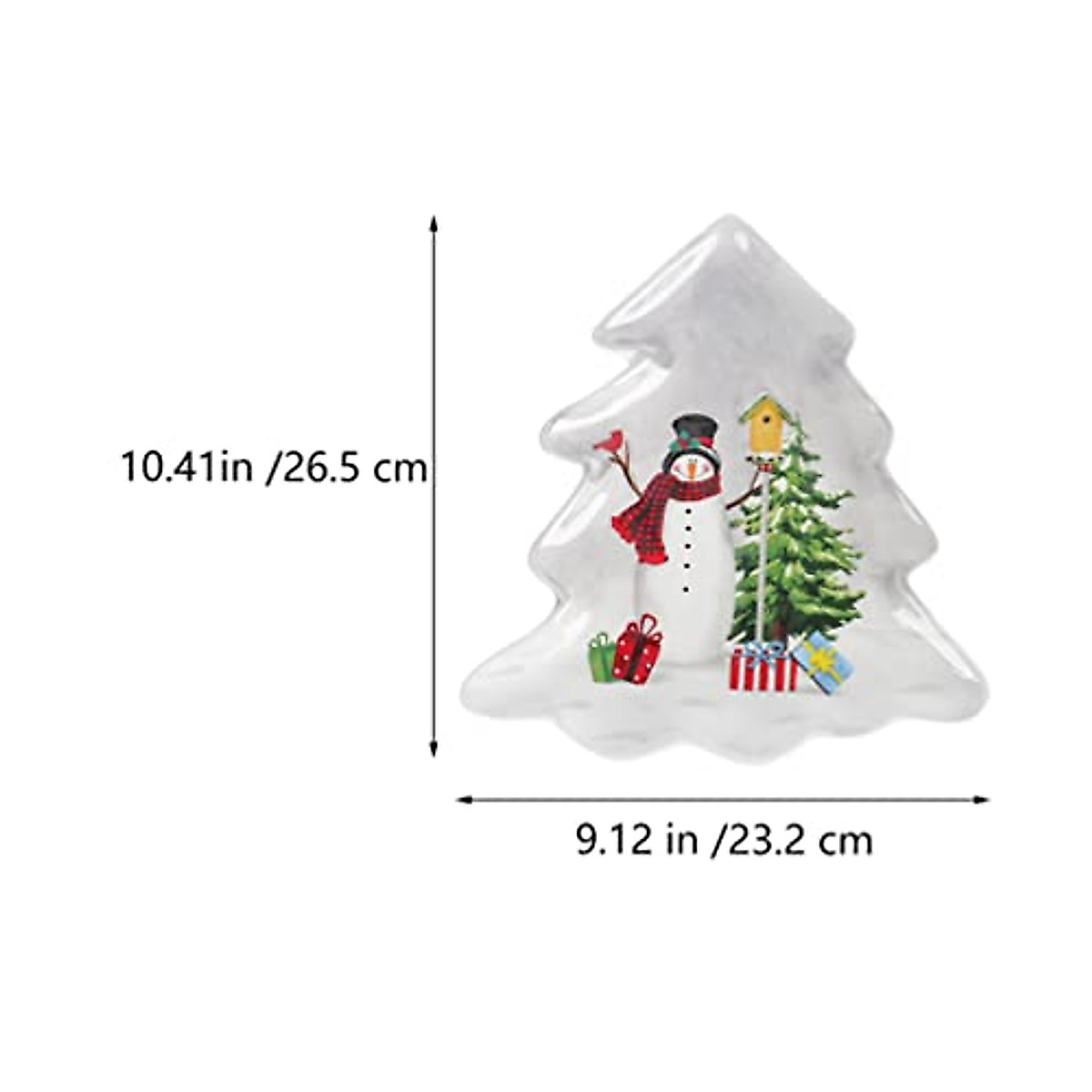 Angoily Christmas Tree Shaped Platter Ceramic Christmas Serving Platter Tray with Xmas Tree and Snowman Printed for Appetizer, Food Snacks, Fruit, Dessert for Xmas Party Table Decor, 26. 5x23. 2cm