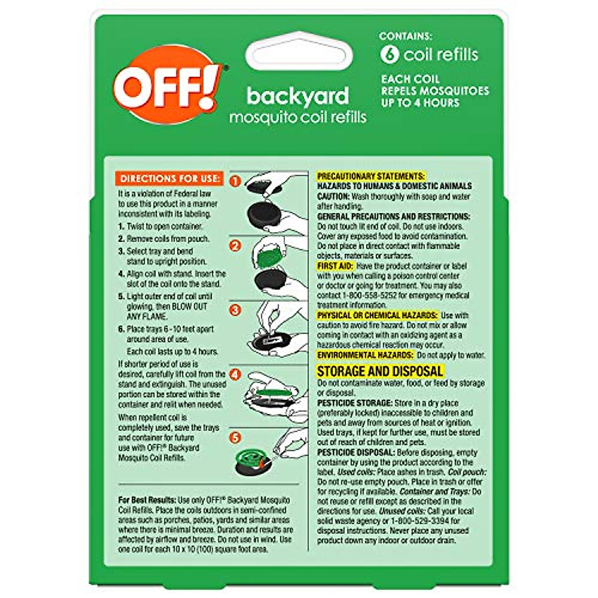 OFF! Mosquito Coil Refills, 6 CT (Pack of 10)