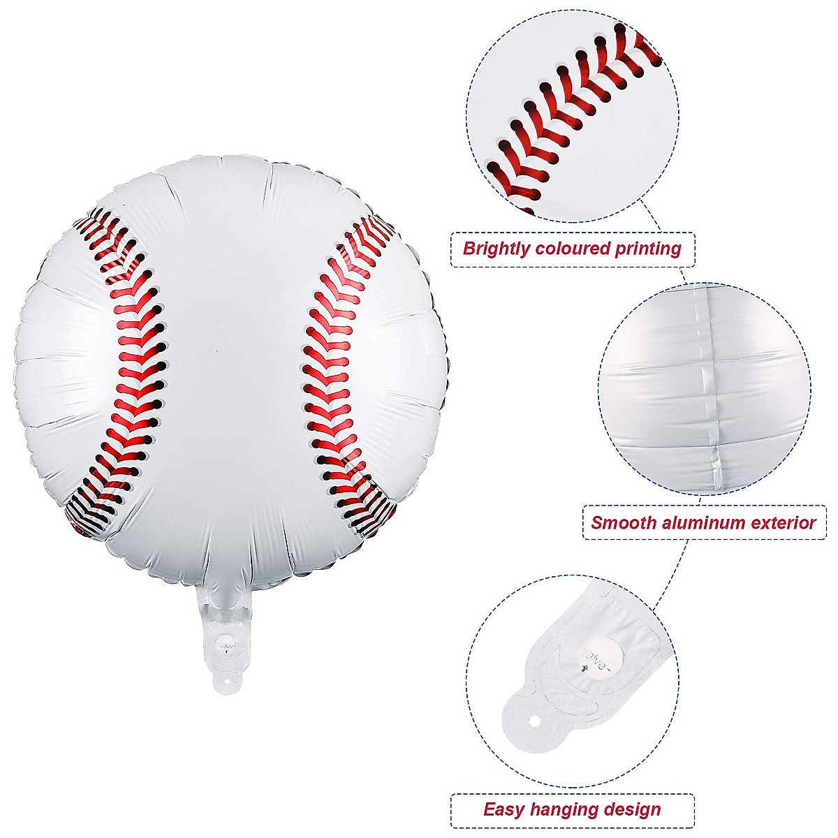 6 Pack 18 Inches Baseball Balloons Baseball Party Decorations Foil Balloons for Baseball Themed Party Supplies Summer Birthday Sports Party Favors Baby Shower Decoration