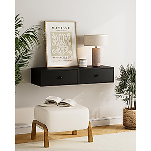 Aienvey Floating nightstand, Floating Shelf with Drawer, Wall Mounted Nightstand, Floating Bedside Table (Black)