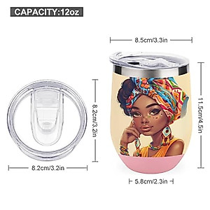 African Ame-rican Woman Insulated Tumbler with Lid Stainless Steel Coffee Mug Cute Wine Tea Water Cup Pink-style