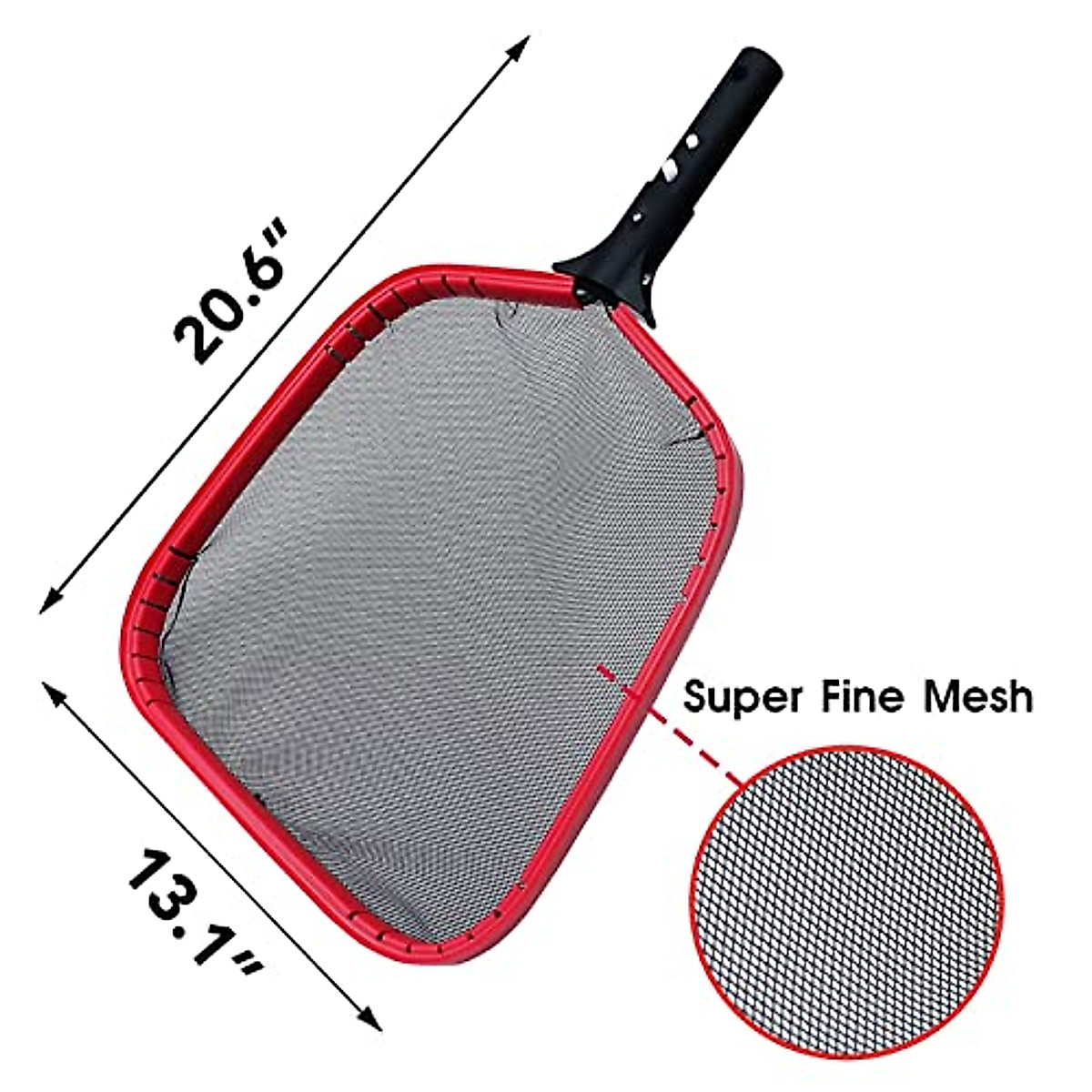 TidyMister Pool Leaf Skimmer Swimming Pool Net Leaf Rake with Strong Aluminum Frame Fine Mesh Detachable Pool Cleaning Tool
