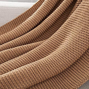 Revdomfly Brown Throw Blanket Knitted Throw Blanket with Fringe Tassels Warm Cozy Woven Blankets for Couch Bed Chair, 51.2" x 67"