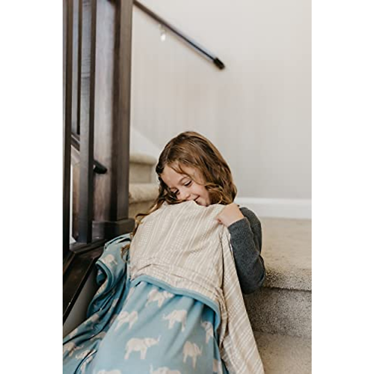 Large Premium Knit Baby 3 Layer Stretchy Quilt Blanket Peanut by Copper Pearl