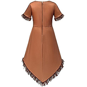 Native American Costume Girls Dress Indigenous American Indians Kids Cosplay 8-9 Years Brown