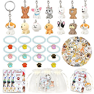 BANBALLON Dog Party Favors Puppy Keychain with Gift Bags Dog Thank You Tags Stickers for Puppy Dog Theme Birthday Party Kids Paw Party Baby Shower Decoration Supplies (Dog 01)