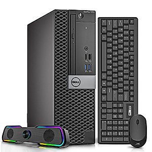 Dell OptiPlex 5050 Desktop Computers PC i7-7700 3.6GHz, 32GB Ram 1TB M.2 NVMe SSD+2TB HDD, AX200 Built-in WiFi 6, Bluetooth 5.2 HDMI, Dual Monitor Support, RBG Speaker, Refurbished Computer(Renewed)
