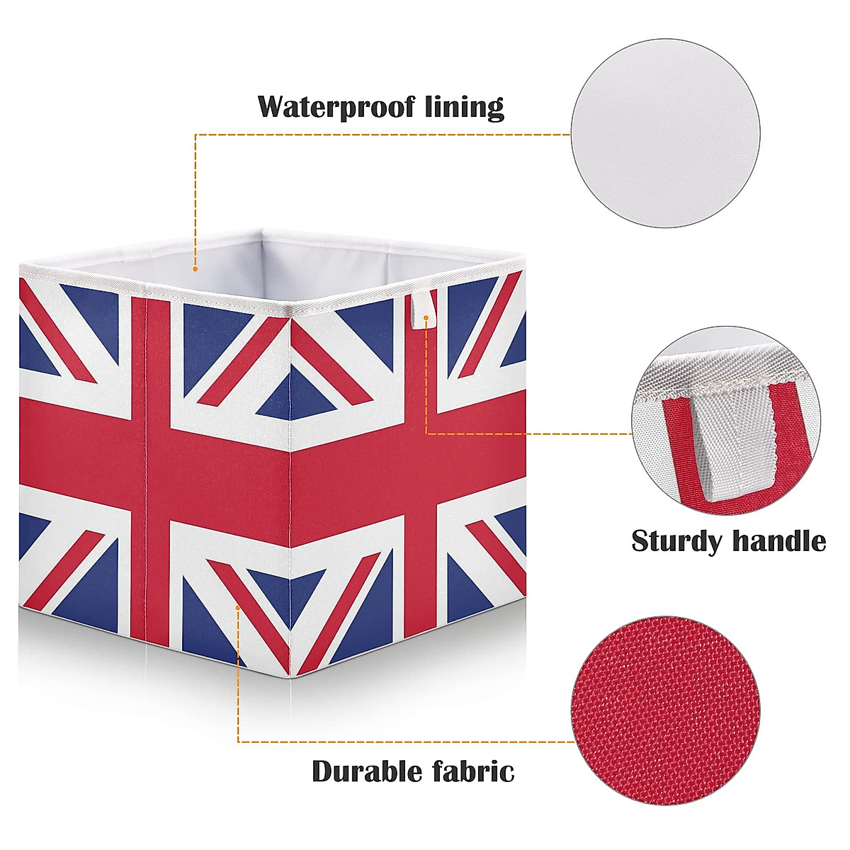 ALAZA British Flag Union Jack London 11 Inch Cube Storage Bin Organizer Foldable Basket for Closet Cabinet Shelf Office