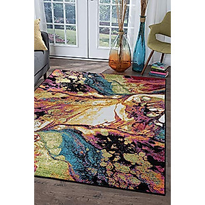 Soleil Contemporary Abstract Multi-Color Rectangle Area Rug, 8' x 10'