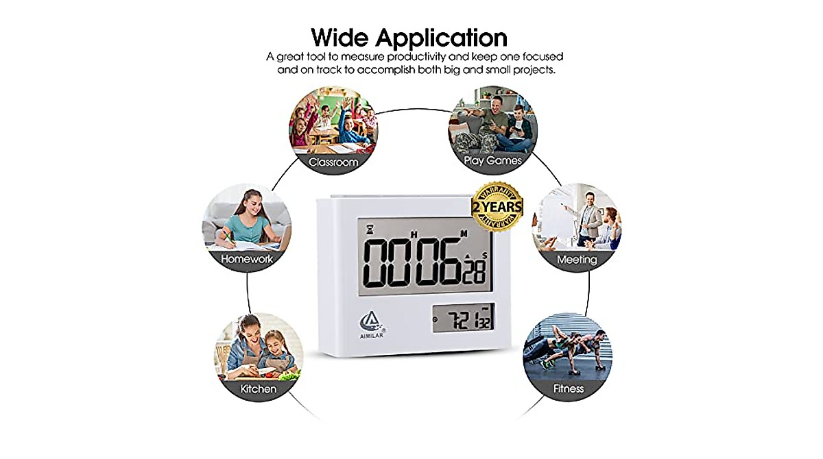 A AIMILAR Dual Screen Pomodoro Timer Clock – Multi-Function Digital Timer