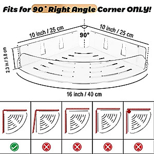 Fadilo Acrylic Corner Shower Caddy Shelf, Adhesive Wall Mounted Bathroom Shower Shelf Organizer for Inside Shower Kitchen Storage, No Drilling Clear Shower Shelves for Toilet, Shampoo, Dorm (2 Pack)