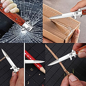 ZENG Tactical Knife for Men, Pocket Knife with Wood Handle Foldable Sharp Military Knife Pocket Knife Stainless Steel for Camping, Hunting, Fishing, Hiking, and Outdoor Survival