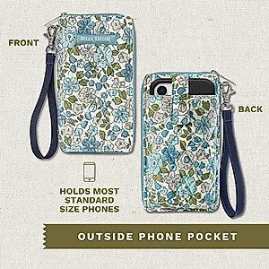 Bella Taylor Cell Phone Wristlet Wallet for Women with Smartphone Pocket and RFID Protection, Delicate Floral Blue