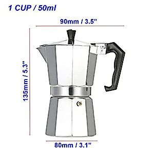 Baukon Aluminum Italian Espresso Coffee Stovetop Maker Pot Percolator (1 Cup / 50 ml)