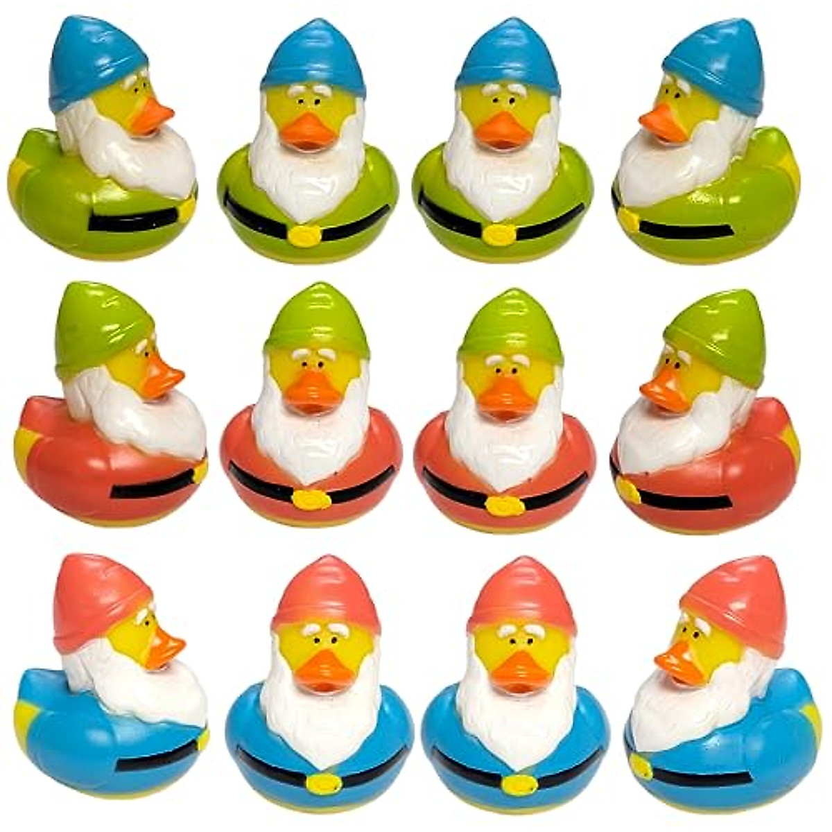 Cool Winter Holiday Christmas Rubber Ducks (2") Standard Size. (12 Pack) Cute Duck Bath Tub Pool Toys. (Gnome Rubber Ducks)