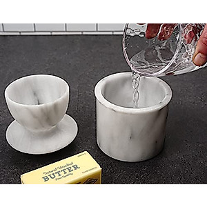 RSVP International White Marble French Butter Pot, Holds One Stick or 1/2 Cup | Made From Natural White Marble | Keep Butter Fresh & Spreadable at Room Temperature in Crock Dish