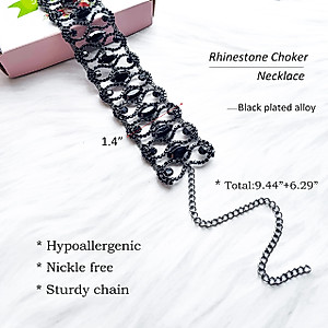 NABROJ Black Choker Chunky Necklaces for Women Y2k Pirate Jewelry, Wide Diamond Rhinestone Flower Gothic Choker Summer Necklace 90s Jewelry for Women Sexy-HL21 Black