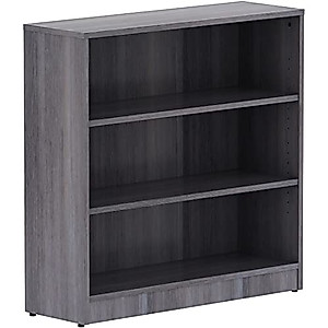 Lorell, LLR69626, Weathered Charcoal Laminate Bookcase, 36" x 12" x 36"