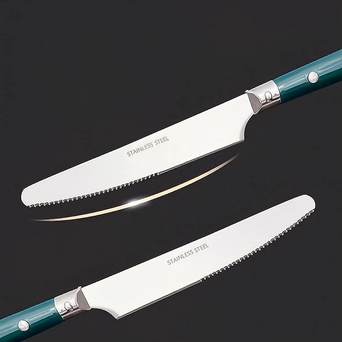 20-Piece Set-304 Thickened Stainless Steel Silverware Cutlery Set Steak Knife And Fork Spoon Dessert Tea Spoon Fruit Fork (White)