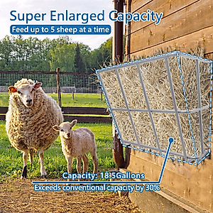 BUYYAH Hay Feeder Goat, 20 Gallon Multiple Sided Goat Hay Rack, Heavy Duty Iron Wall Hay Rack for Sheep, Horses, Effortless Installation in Farm, Yield
