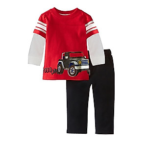 CRAZY GOTEND Kids Toddler Boys Cotton Trouser Top 2PCS Sets Outfits Clothing Sets Pajamas(Car, 3-4Y) Red