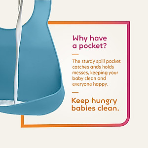 NumNum Pre-Spoon GOOtensils + Silicone Bibs - Babies & Toddlers Ki | Self Feeding Baby Spoon Set (Stage 1 + Stage 2) | Waterproof, Soft, Adjustable, 100% Food Grade Bib - (Blue/Glacier Green)