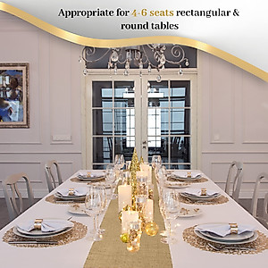 Burlap Table Runners-Set of 4 | Rustic Table Runner for a Cozy and Chic Table, Tan Table Runner for Farmhouse Dining Placemats - 12x84 Inches - Home Decor for Wedding, Parties, Baby Shower