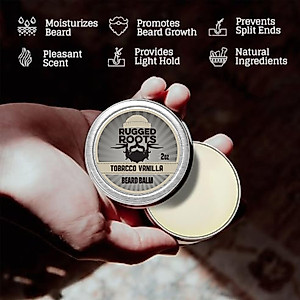 Rugged Roots Beard Balm for Smoothing & Defining Beard Hair | Long-Lasting Hold | Available in 8 Scents | 2 oz (Tobacco Vanilla)