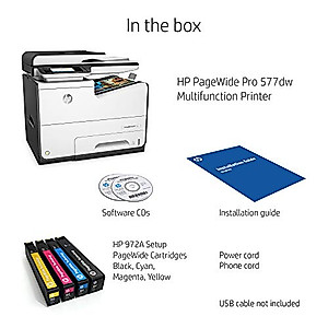 HP PageWide Pro 577dw Color Multifunction Business Printer with Wireless & Duplex Printing (D3Q21A)