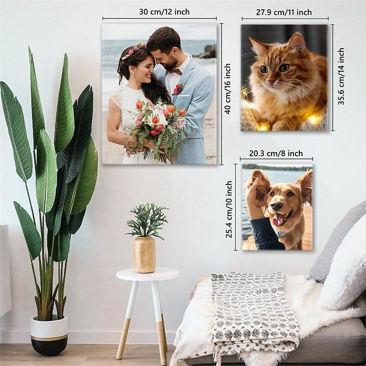 Hoomall Personalized Custom Canvas Prints, Custom Canvas Print with Your Photo, Crude Wood Photo Frame, Perfect for Home Decor, Gifts & Keepsakes, Variety of Sizes