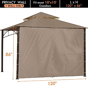 Ontheway Privacy Wall for Most 10' x 10' Gazebo 1 Panel Sidewall ONLY(Beige)