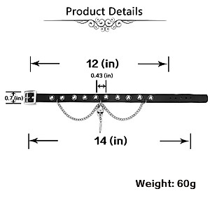 Zysta Unisex Genuine Leather Choker Necklace Adjustable Studed Collar Wide Band Chain Goth Punk Rocker Bold Costume Necklaces Women Gothic Accessory
