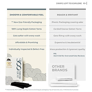 Mayfair Linen Twin XL Fitted Sheet Only - 100% Cotton 500 Thread Count 16" Deep Pocket Fitted Sheet Twin XL, Soft Cooling Sateen Weave Durable Bottom Sheet, Fits College Dorm Mattress, Teens - Black