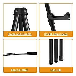 Thicken Display Easel Stand for Wedding - 63" Instant Tripod Collapsible Portable Sturdy Floor Easel - Easy Folding Adjustable Poster Metal Stand for Signs, Display Show, Artist, Art, Painting - Black