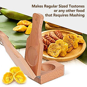 Wooden Tostonera Plantain Press Banana Smasher Maker Green Plantain's Wood 2 in 1 Crispy Tostones for Fried Plantains Chips &Tostones Cups,8.3''L x 3.1''W x 2.5''H (HTY02)