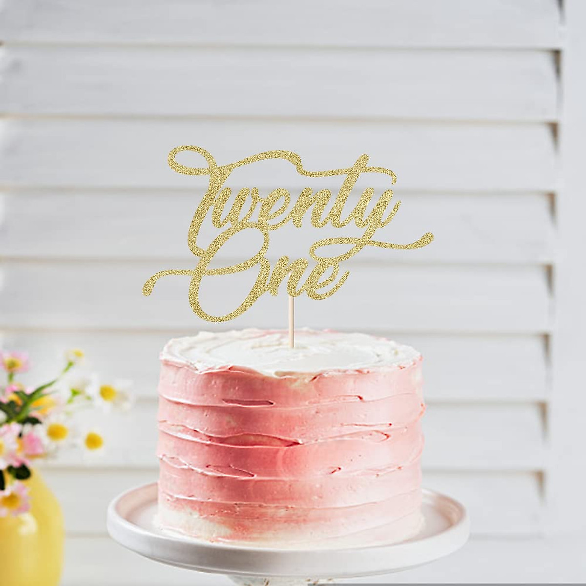 Twenty One Cake Topper- 21st Birthday Cake Topper,21st Birthday Decorations,21st Cake Topper,Happy 21st Birthday Cake Topper (Golden)