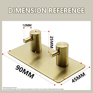 SANATO Wall Hooks Self Adhesive for Hanging, Wall Hanger 2 Hooks Coat Hooks Heavy Duty and Waterproof(Gold, 2 Pack)