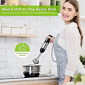 FRESKO Immersion Handheld Blender 500W with 700ml Beaker, 12-Speed & Turbo Mode Hand Blender Stick, 304 Stainless Steel Blades for Soup, Smoothie, Puree, Baby Food