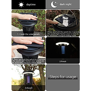 Bug Zapper Outdoor, Lmoorn Solar Mosquito Zapper Self-Cleaning Mosquito Trap Outdoor for Mosquito, Moth, Wasp, Insect Killer, Fruit Flies, Gnats USB Electric Catcher & Killer