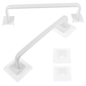 Garneck 3sets Nail- Towel Rail Towel Holder Mount Towel Hooks Hand Towel Rod Square Towel Bathroom Decorations Towel Holder Rod Towel Rod Rack Kitchen Towel Holder Towel Bar White Pp 2pcs*3